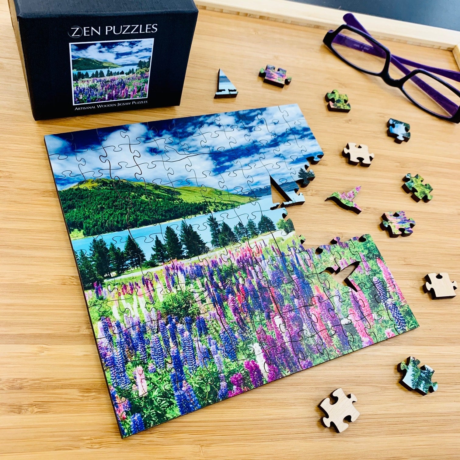 Zen Puzzles Wooden Jigsaw Puzzle - Mountain Lake – Wind River